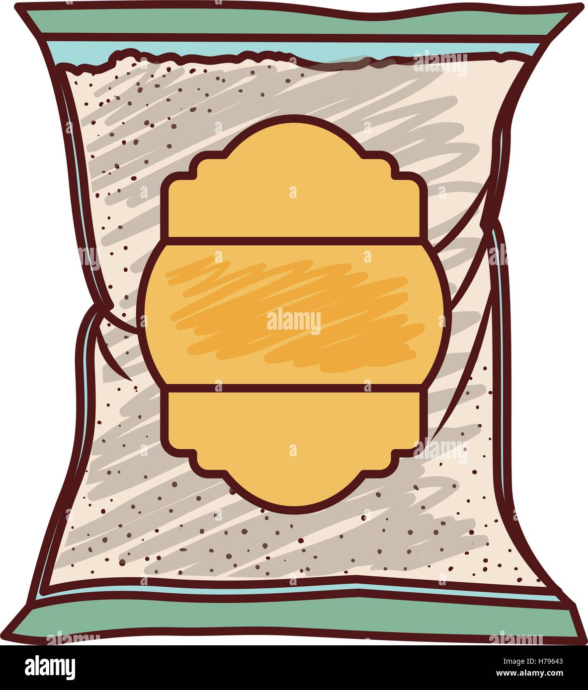 bag of sugar with yellow laber over white background. vector ...