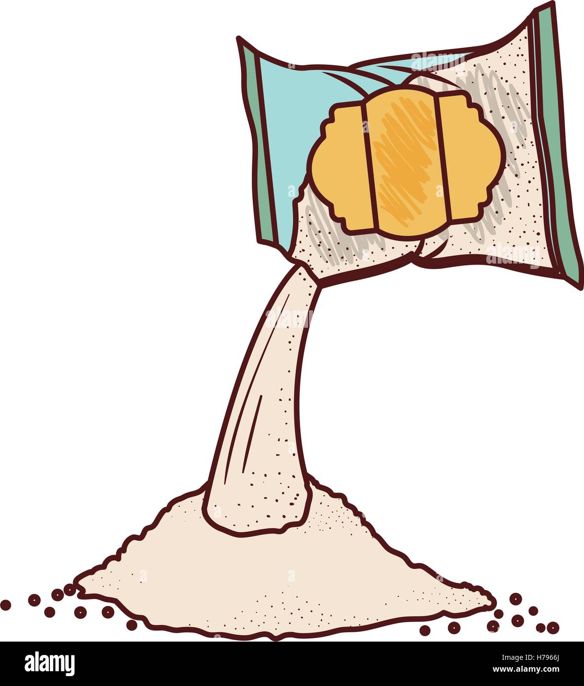 bag of sugar with yellow laber over white background. vector ...