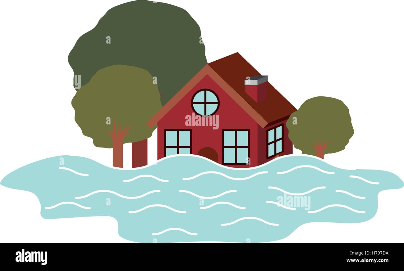 flooding emergency. natural disaster design over white background ...