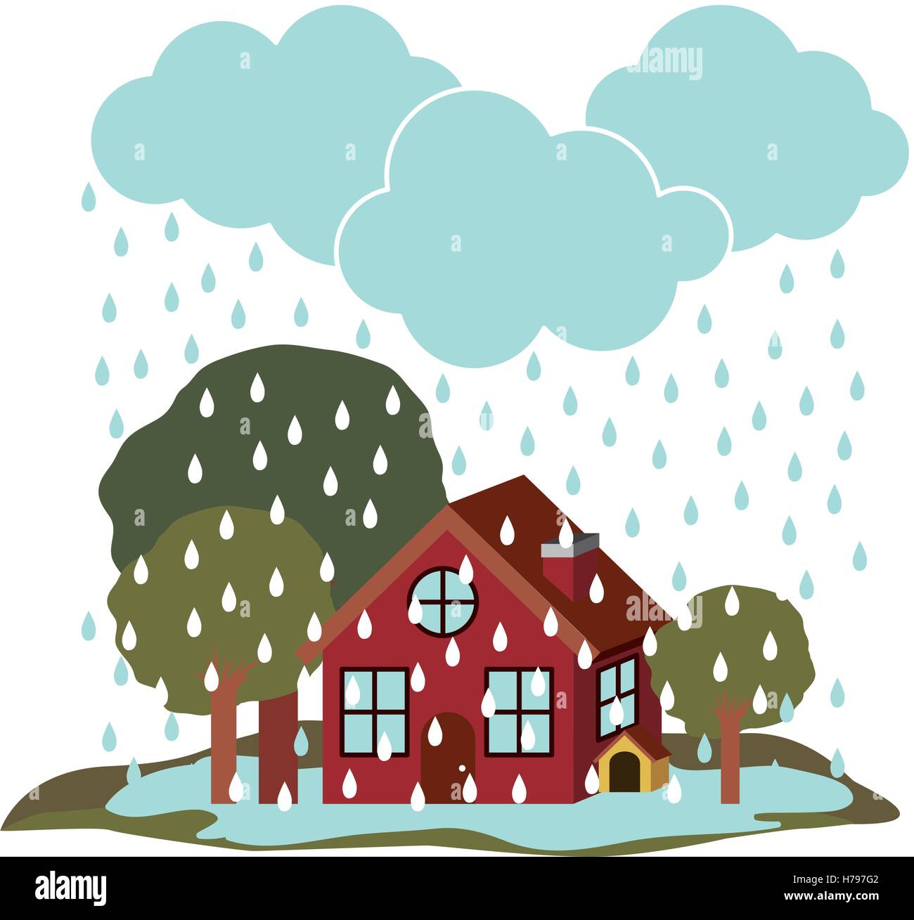 rain emergency. natural disaster design over white background. vector ...