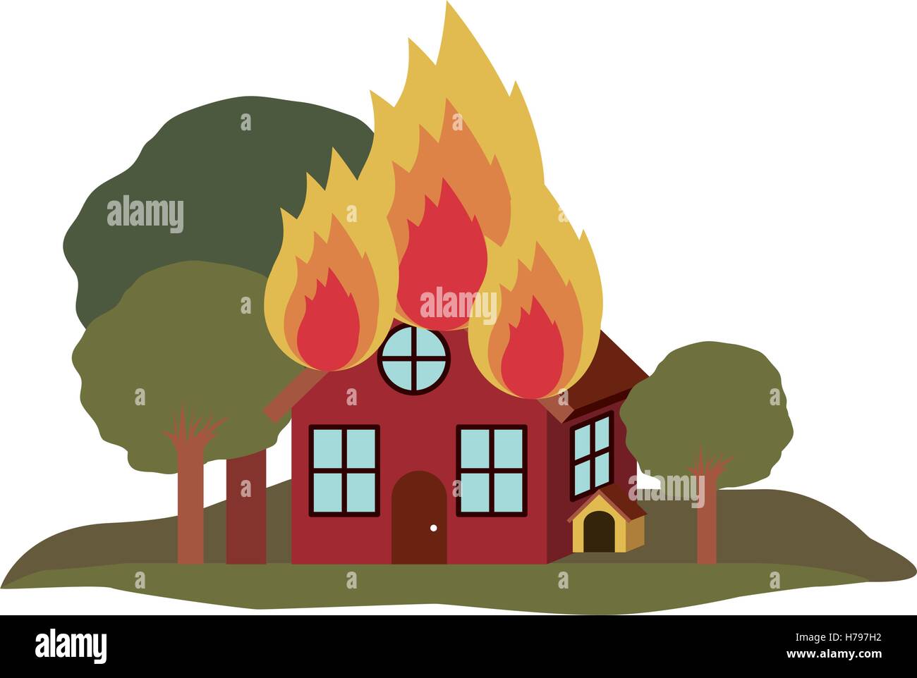 fire emergency. natural disaster design over white background. vector ...