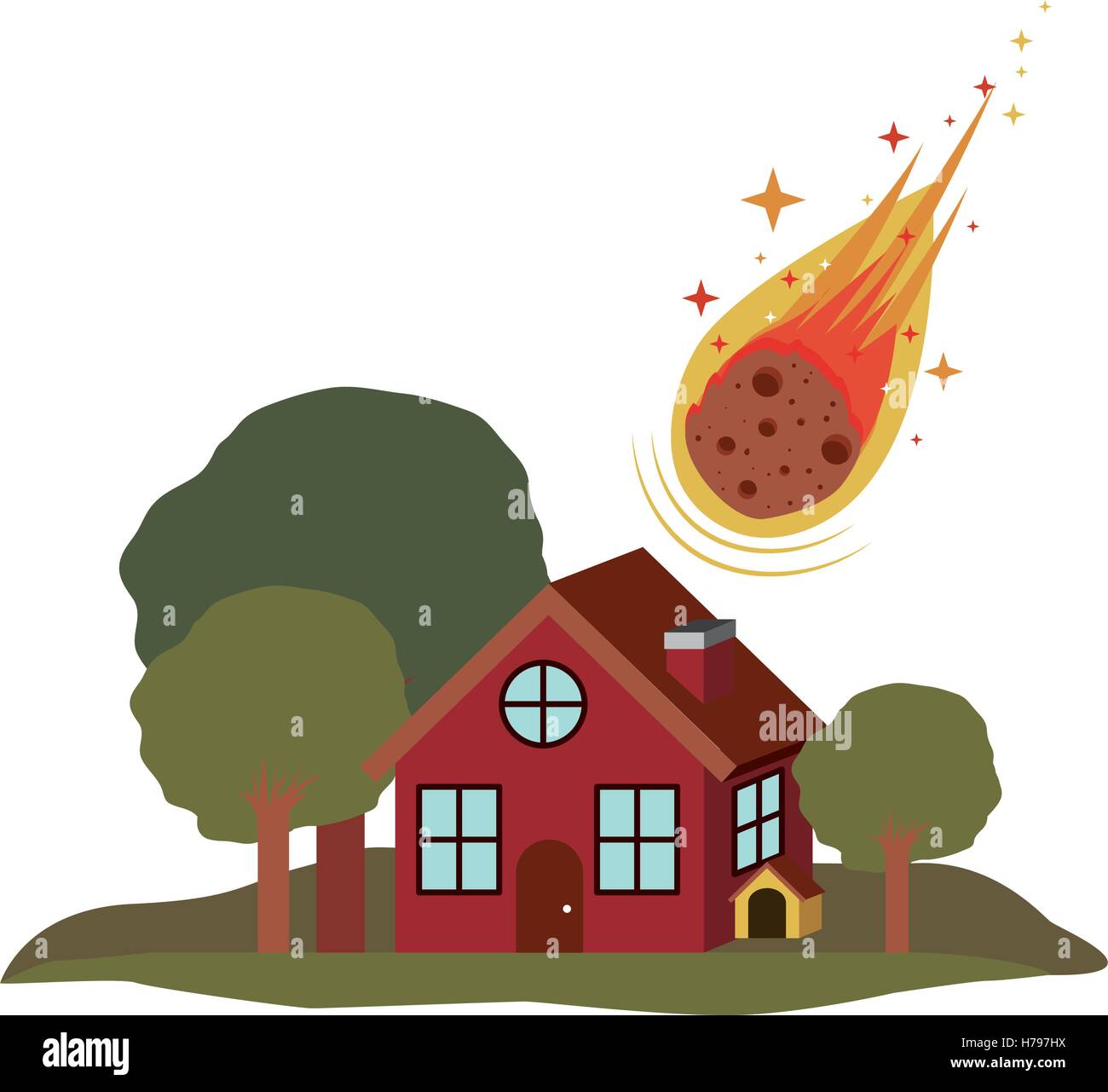 meteorite emergency. natural disaster design over white background ...