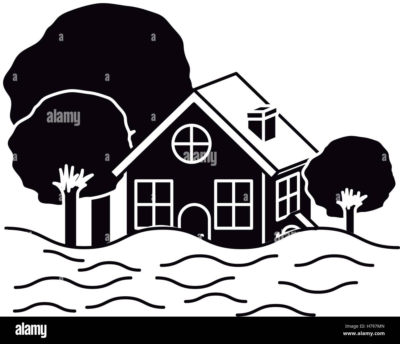 flooding emergency. natural disaster design over white background ...