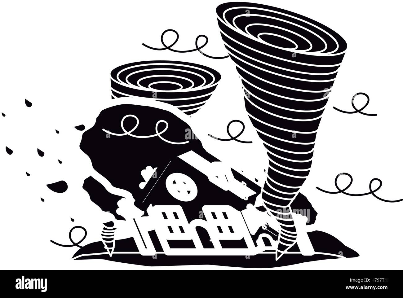 twister emergency. natural disaster design over white background ...