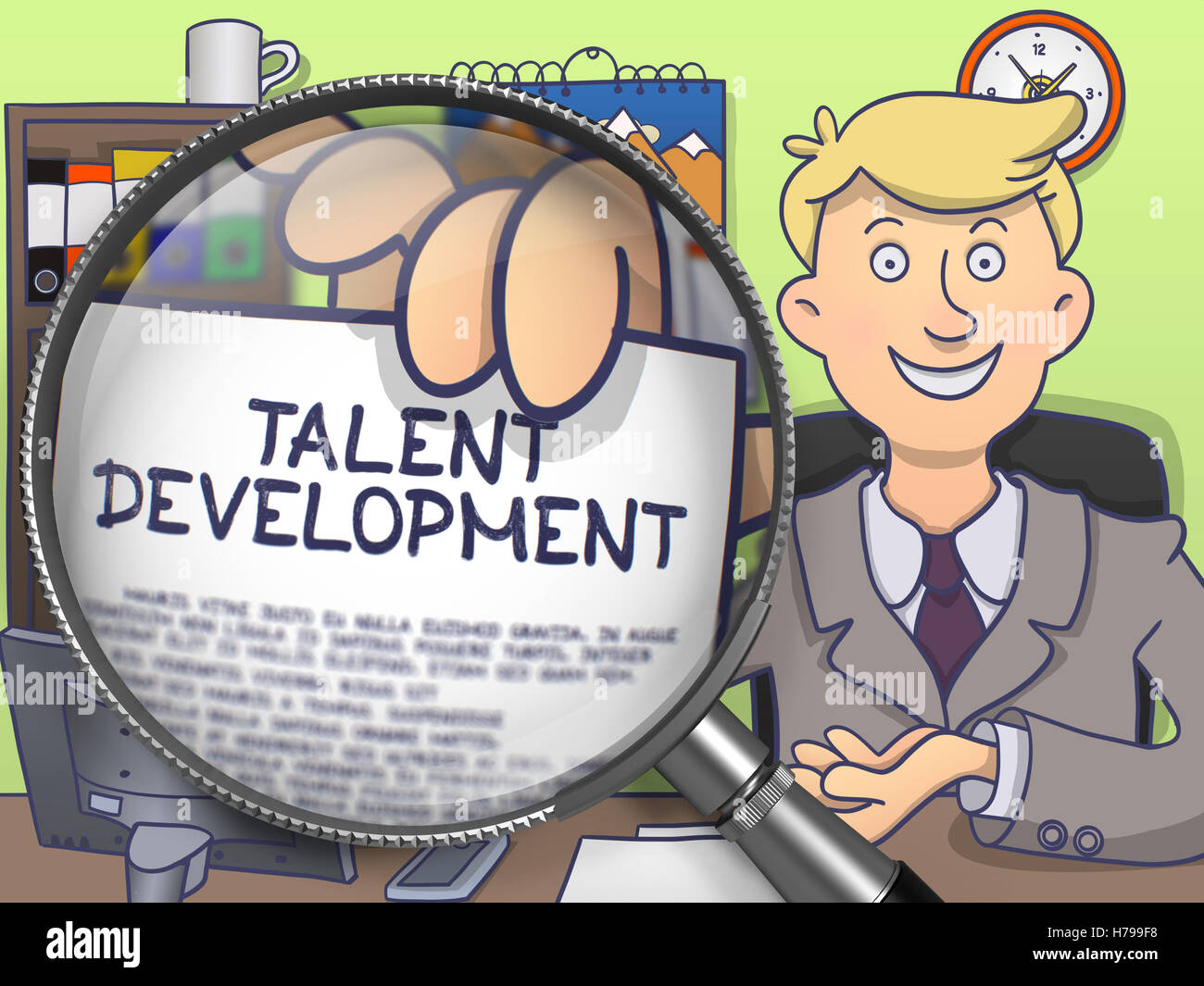 Talent Development through Magnifying Glass. Doodle Design Stock Photo ...