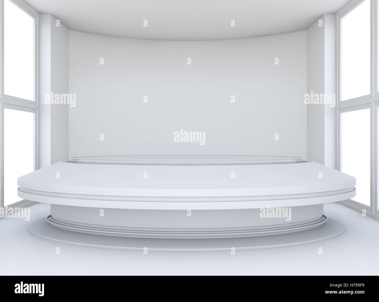 Empty showroom with circle table for exhibit Stock Photo - Alamy