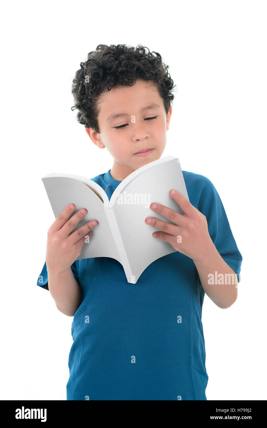 Hispanic boy reading book hi-res stock photography and images - Alamy