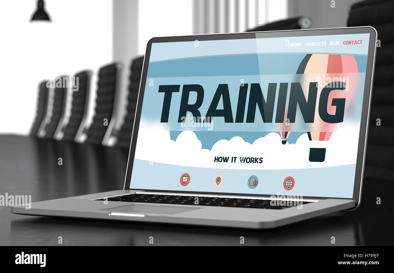Landing Page of Laptop with Training Concept. 3D Stock Photo - Alamy