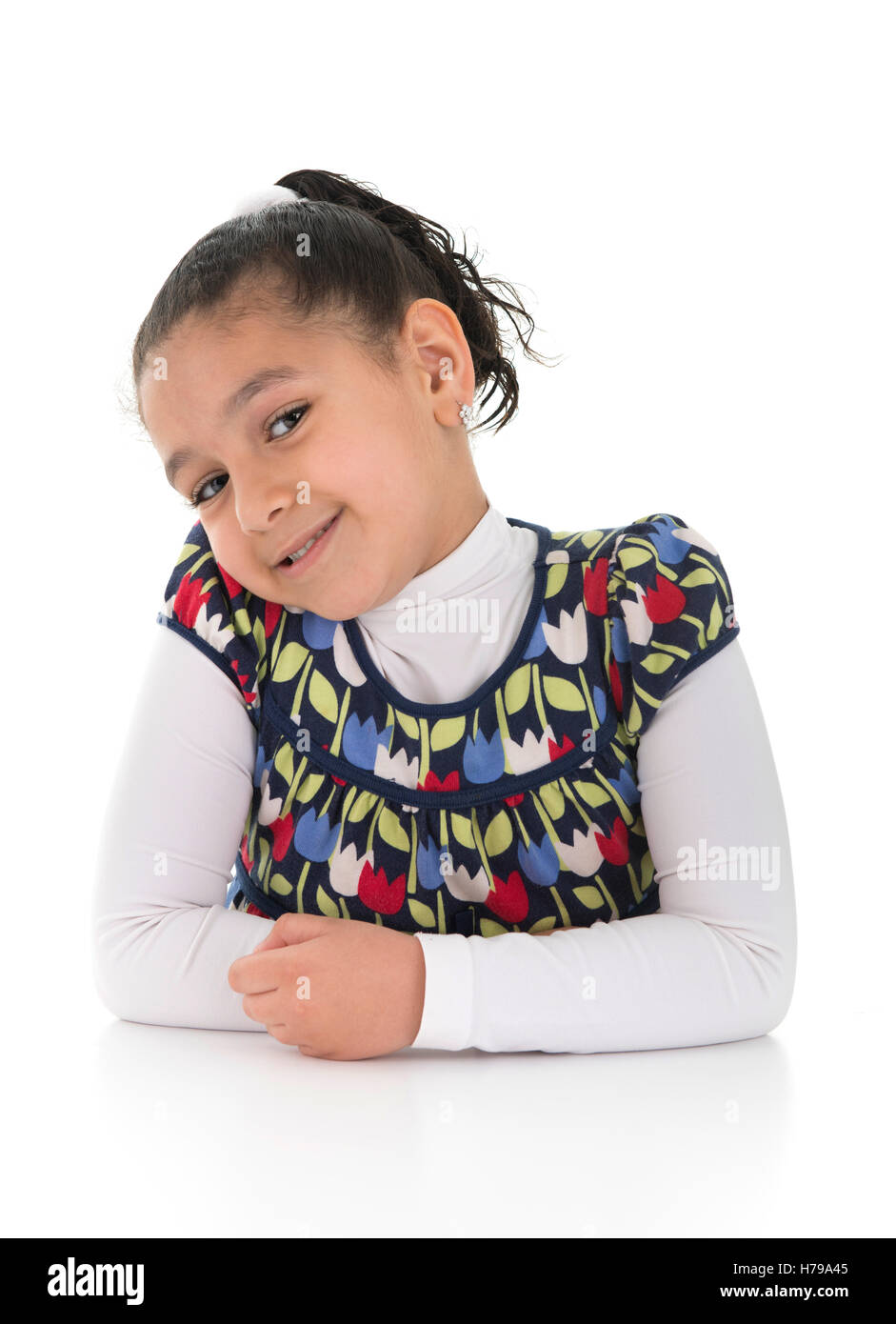 Young Girl Posing for Photo Isolated on White Background Stock Photo ...