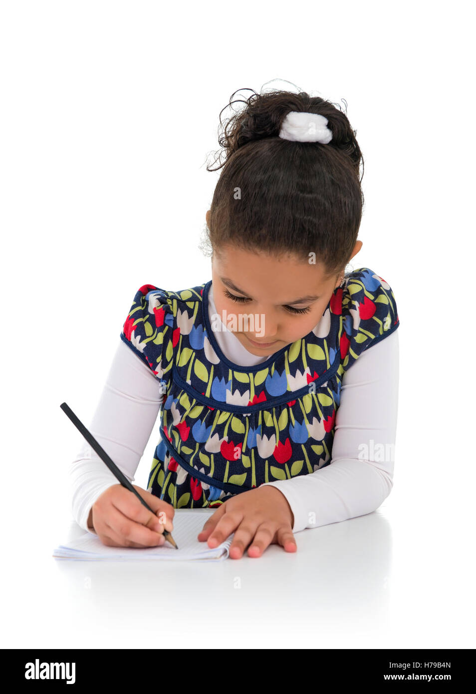 Homework Young Girl Isolated on White Background Stock Photo - Alamy