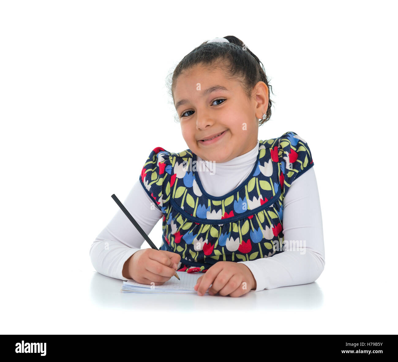 Happy Education Girl Isolated on White Background Stock Photo - Alamy