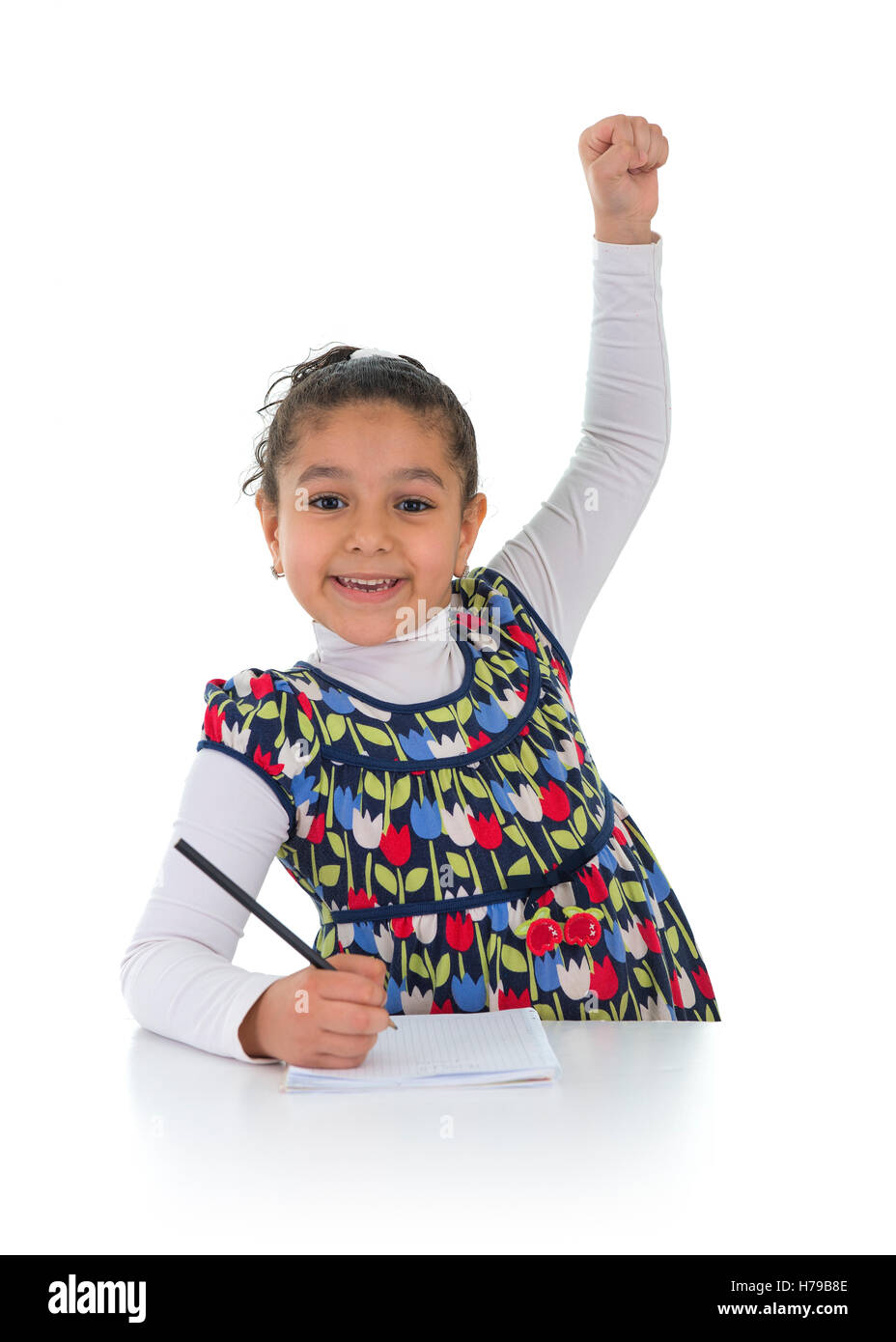 Happy Education Schoolgirl Isolated on White Background Stock Photo - Alamy