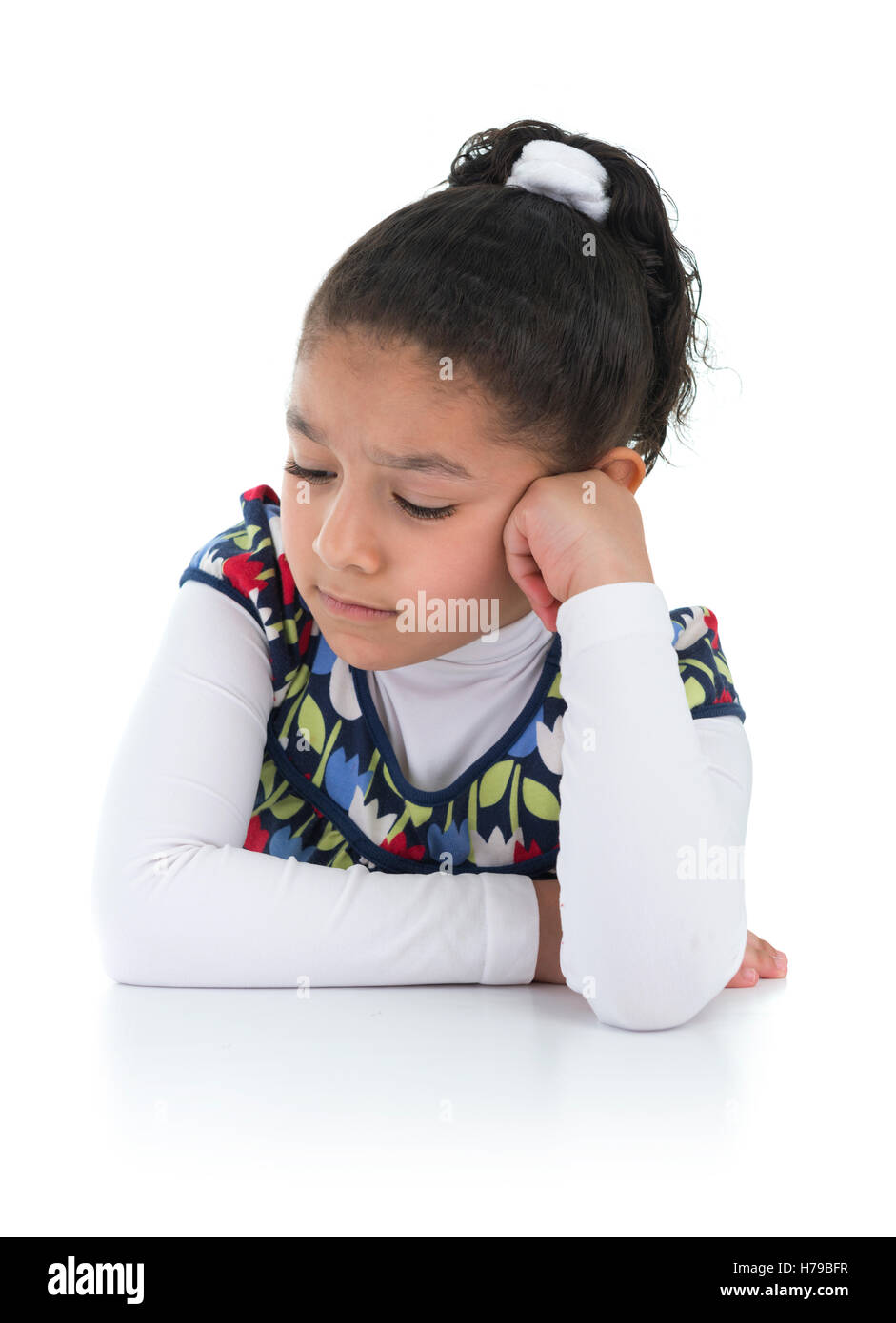 Young Sad Girl Isolated on White Background Stock Photo - Alamy