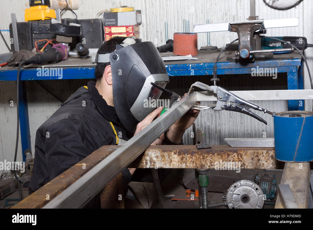 metalwoker at work in his workshop Stock Photo - Alamy