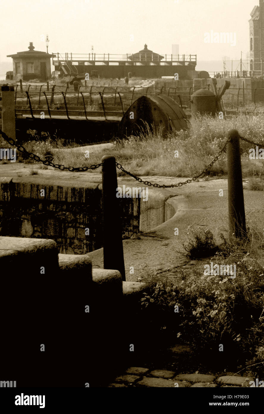Stone steps, lock gates and the two Gate Huts that enable access to the ...