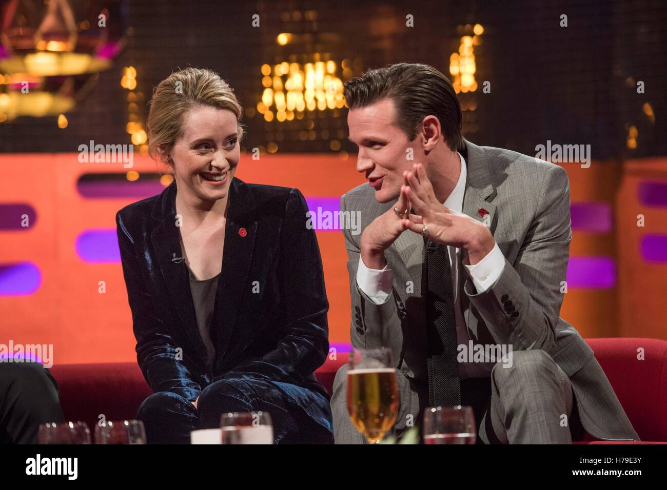 Claire Foy and Matt Smith during filming of the Graham Norton Show at ...