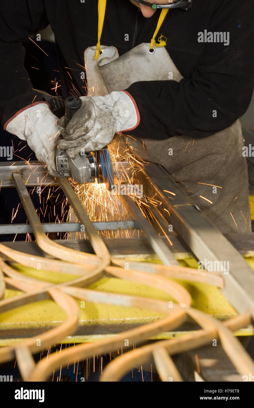 metalworker welding in his workshop Stock Photo - Alamy