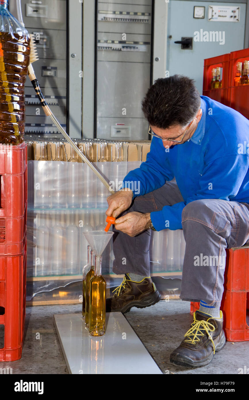 hand bottling of wine in a traditional way Stock Photo - Alamy