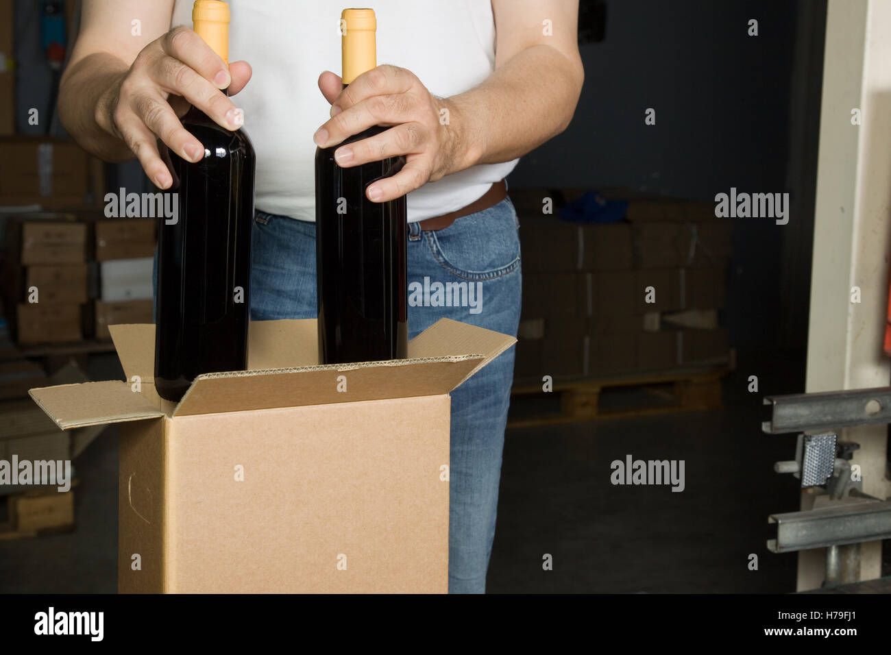 bottling line in a wine company Stock Photo - Alamy