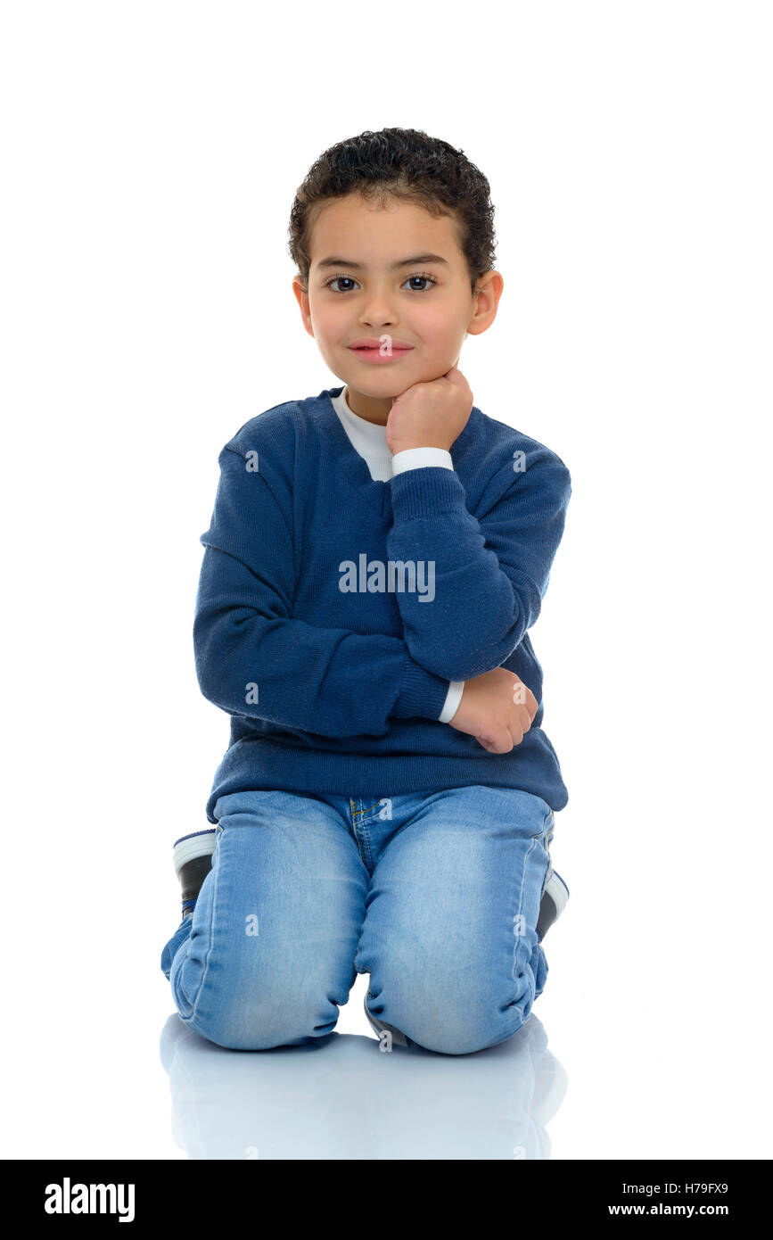 Cute Happy Boy Isolated on White Background Stock Photo - Alamy