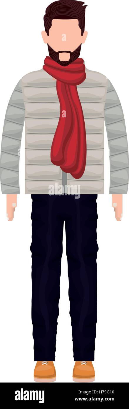 avatar man standing and wearing winter clothes. over white background ...