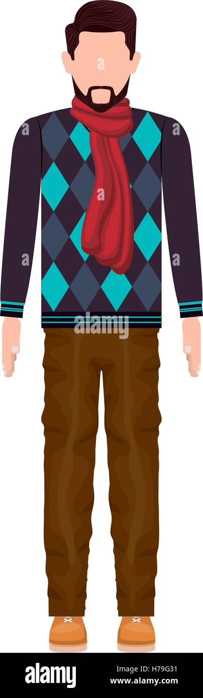 avatar man standing and wearing winter clothes. over white background ...