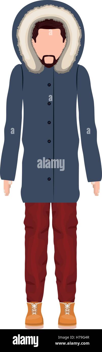 avatar man standing and wearing winter clothes. over white background ...