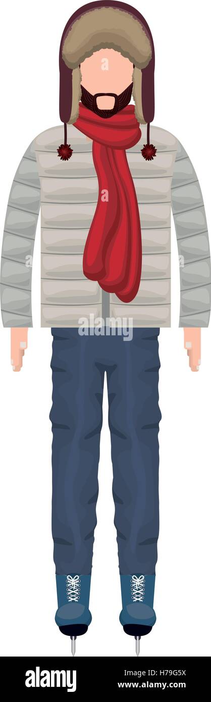 avatar man standing and wearing winter clothes. over white background ...