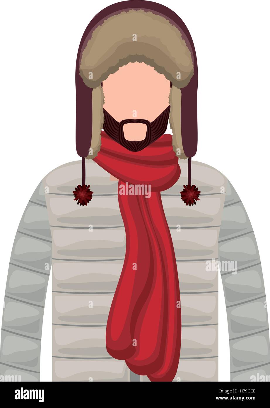 avatar male man wearing winter clothes. over white background. vector ...
