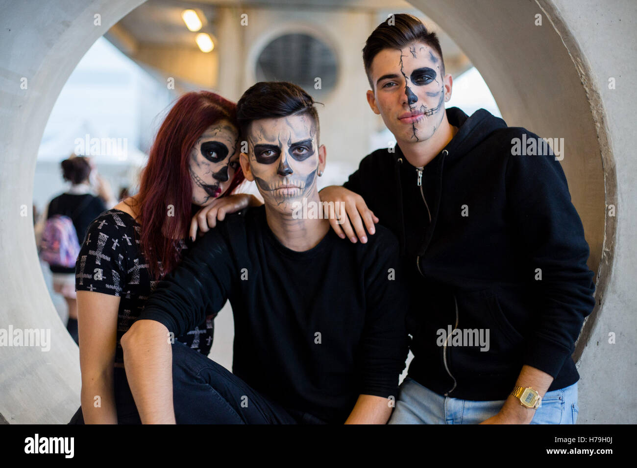 Sara Galli, Stefano Del Nero and Lorenzo Serafini at the Romics convention, XX Edition, on the ...