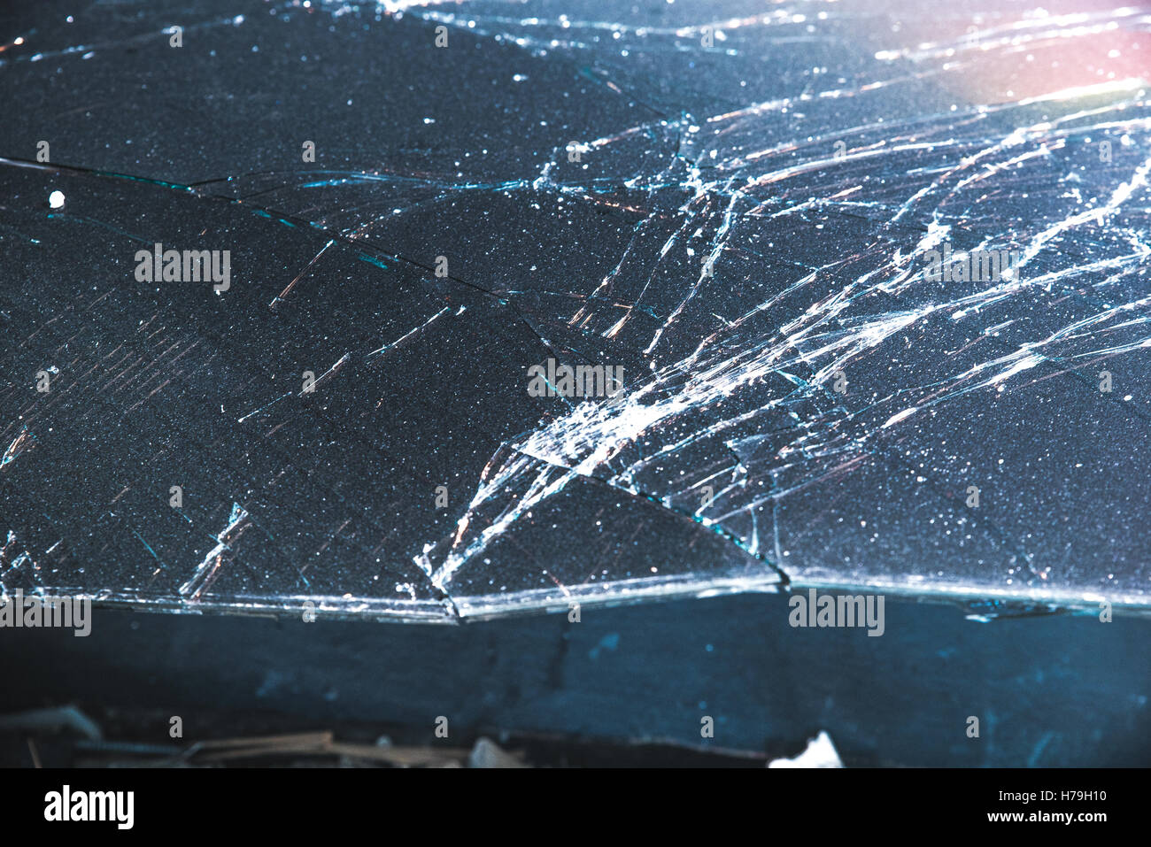 Smashed sheet of glass Stock Photo - Alamy