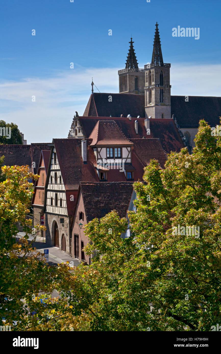 Old Buildings and church of St.James in Rothenburg ob der Tauber ...