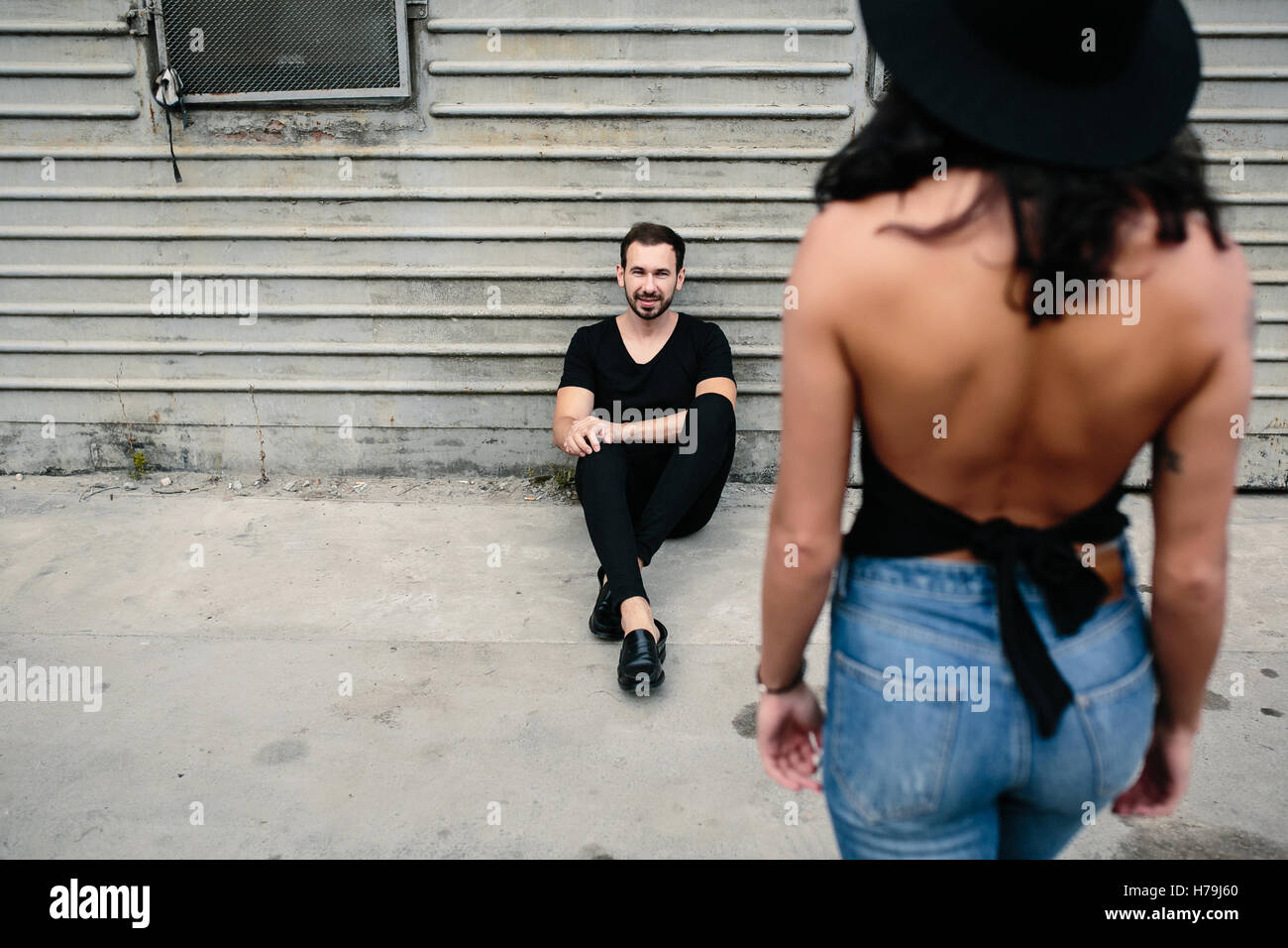 girl comes to a man Stock Photo - Alamy
