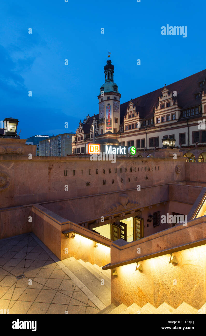 Markt S-Bahn Station and Old Town Hall (Altes Rathaus), Leipzig, Saxony ...