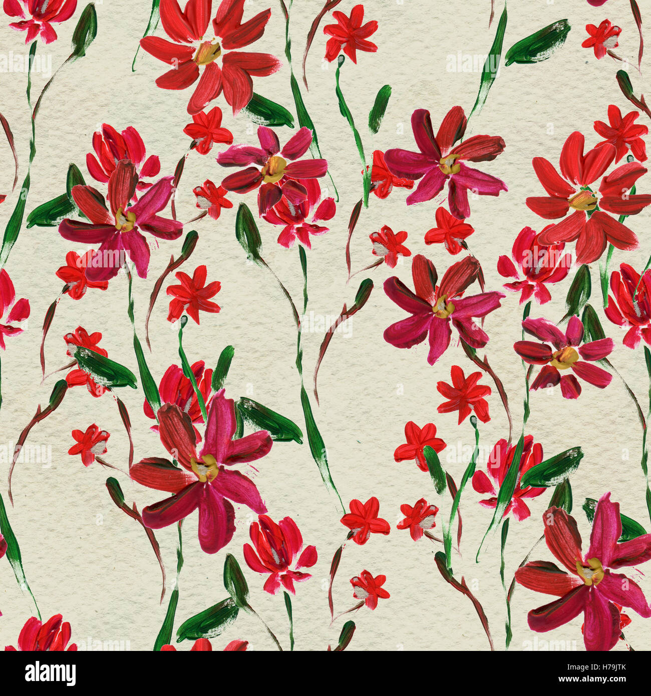 Seamless pattern with red flowers Stock Photo - Alamy