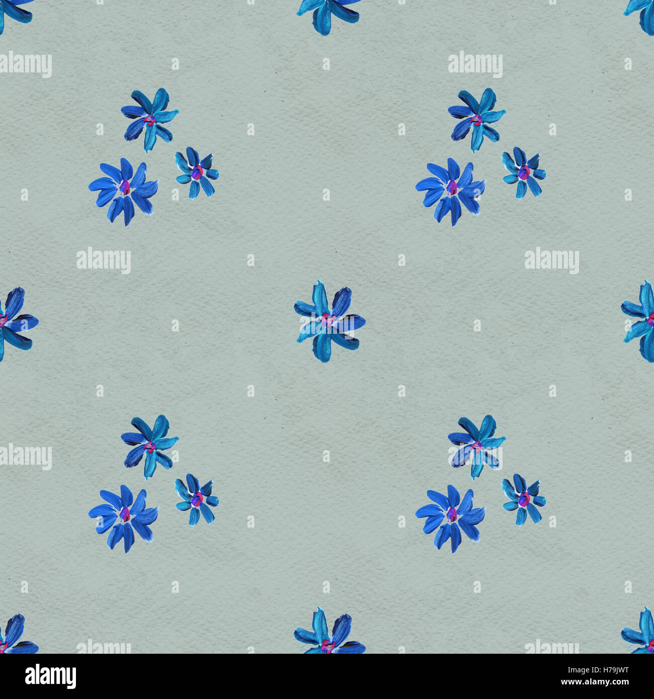 Seamless pattern with blue flowers Stock Photo - Alamy