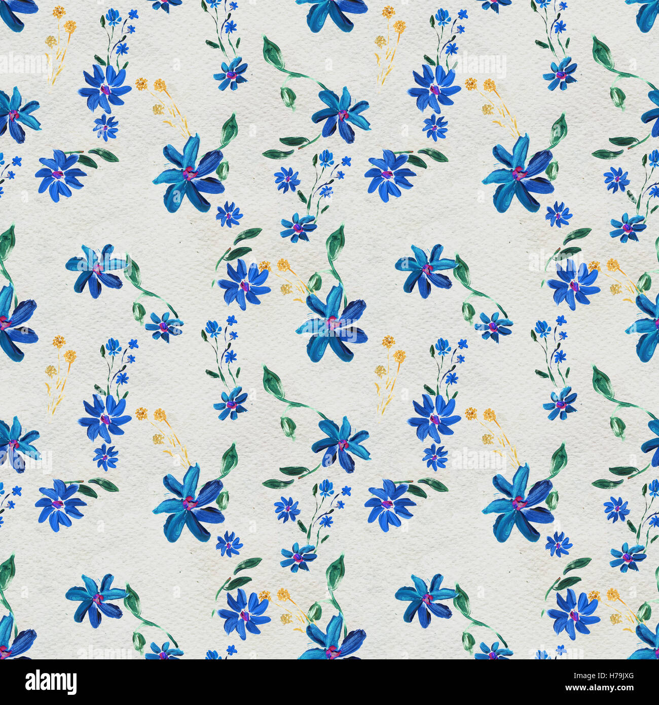 Seamless pattern with blue flowers Stock Photo - Alamy