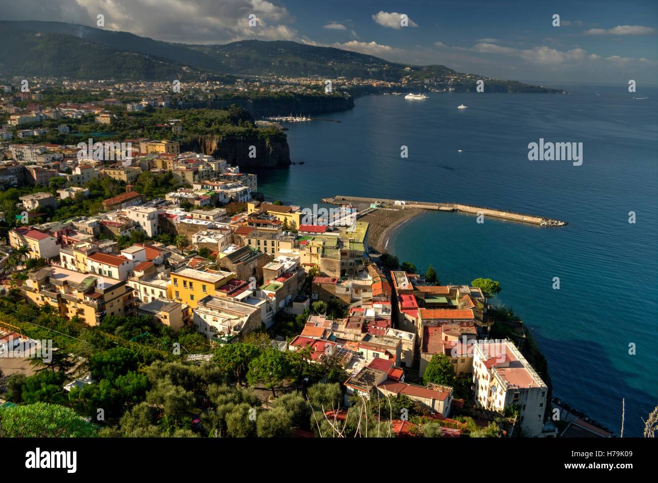 Meta harbour in Italy taken from the Montechiaro Stock Photo - Alamy