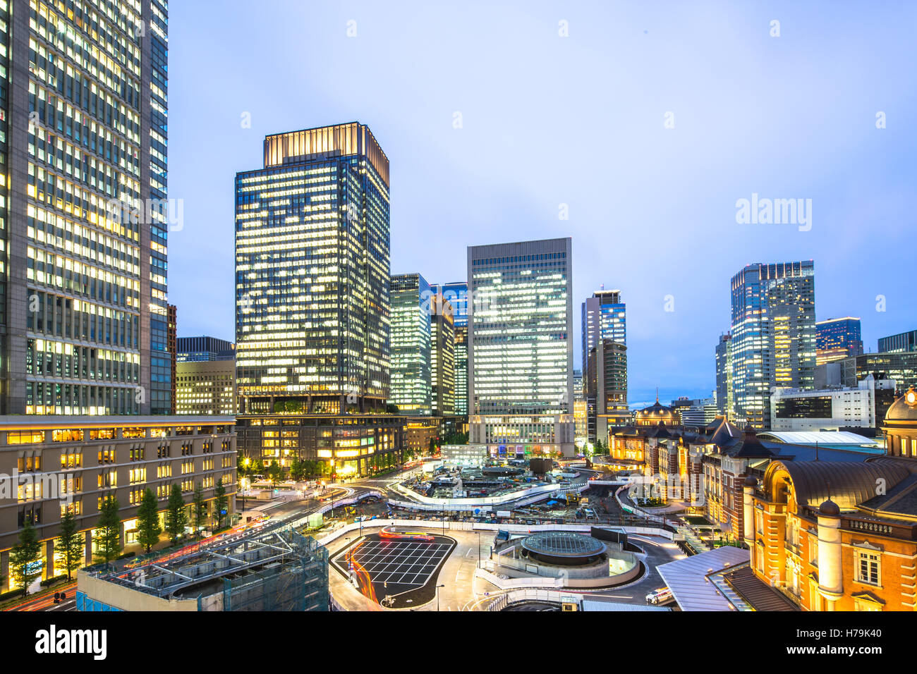 modern office buildings in downtown of tokyo at twilight on view from ...