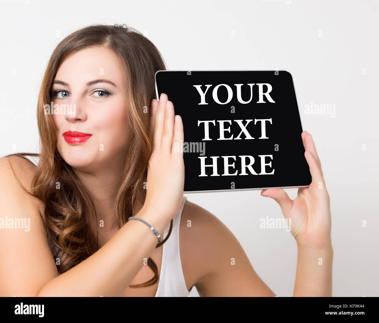 your text here written on virtual screen. technology, internet and ...
