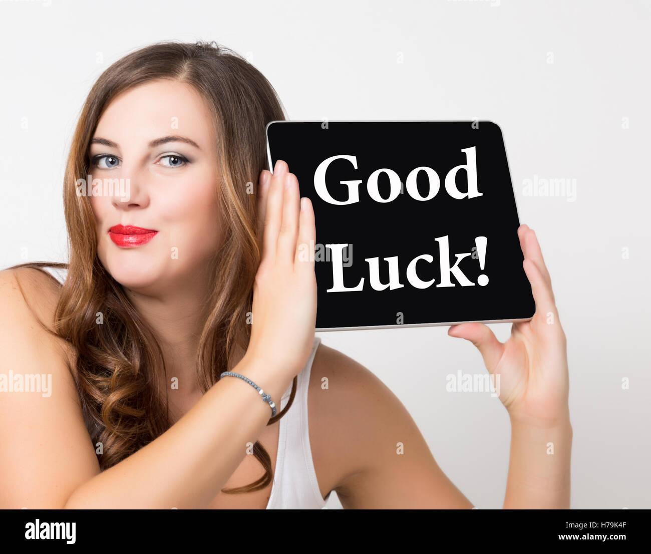 good luck written on virtual screen. technology, internet and ...