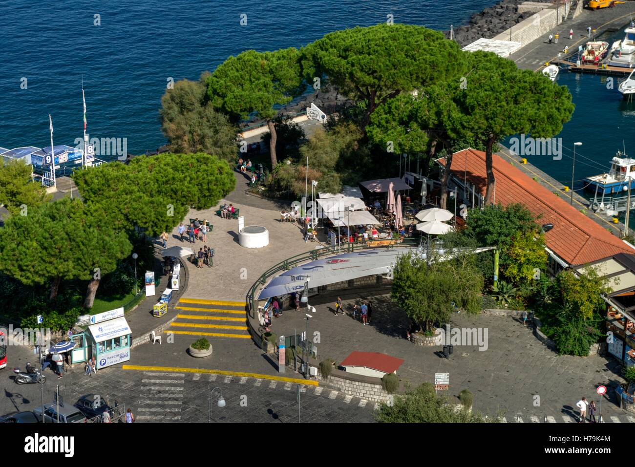 Sorrento harbour and restaurants from the terrace of the Foreigners ...