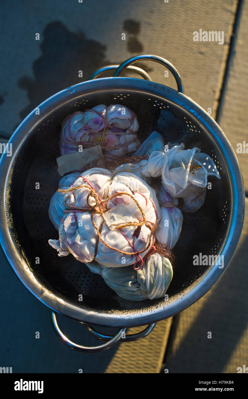 Bundle Dying Fabric wth Natural Dyes Stock Photo - Alamy
