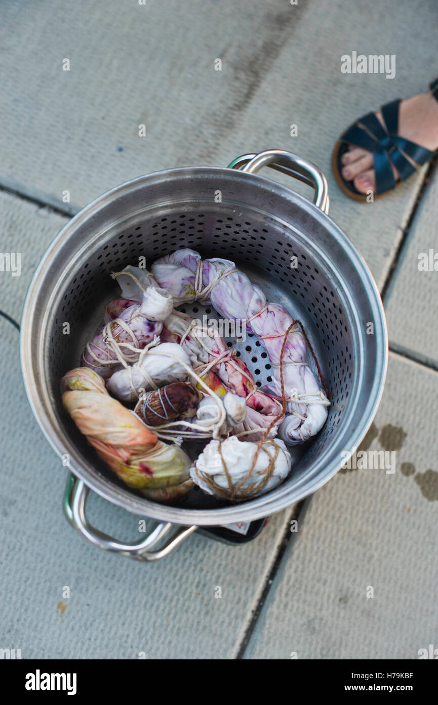 Bundle Dying Fabric wth Natural Dyes Stock Photo - Alamy
