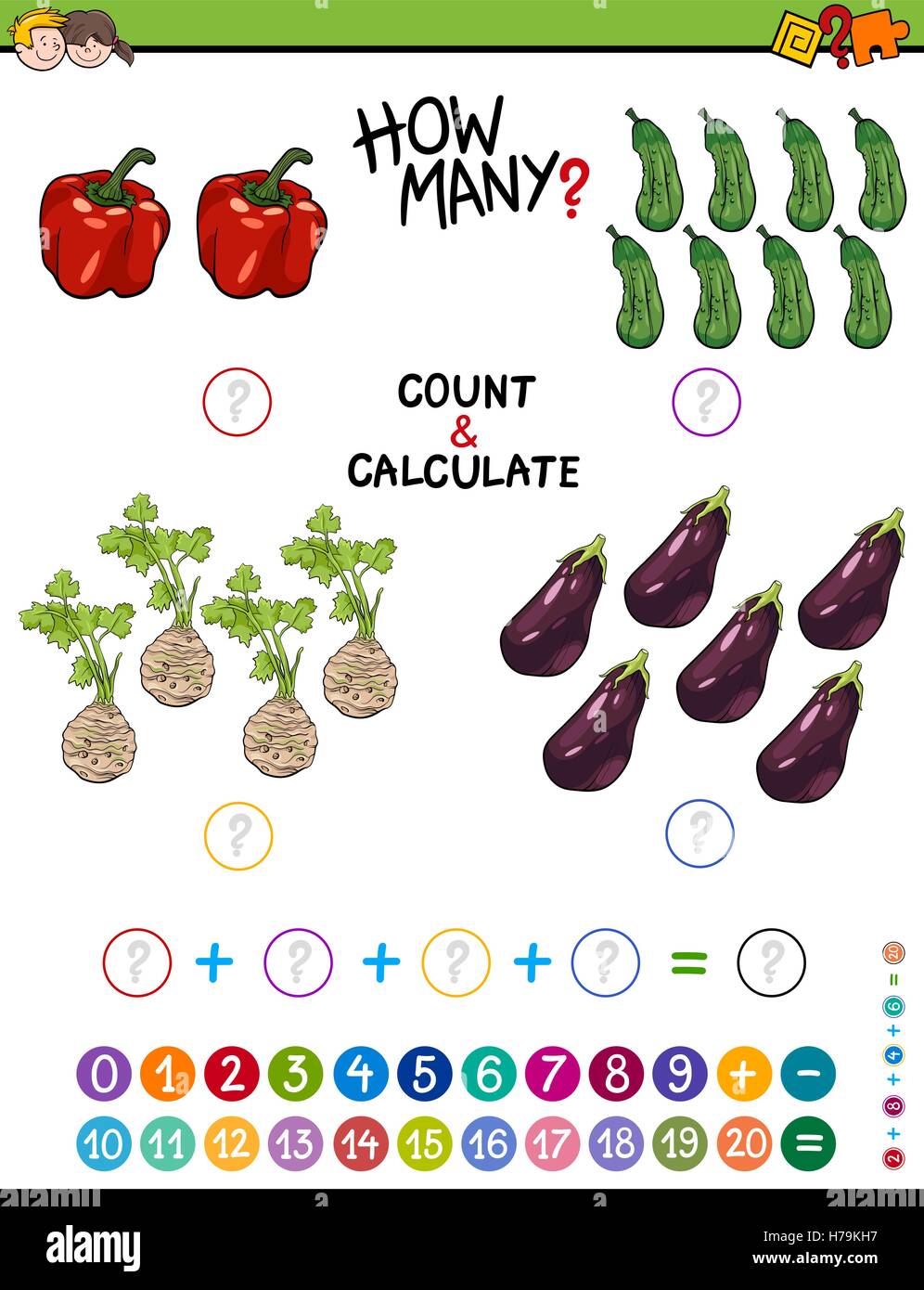 Cartoon Illustration of Educational Mathematical Counting and Addition ...