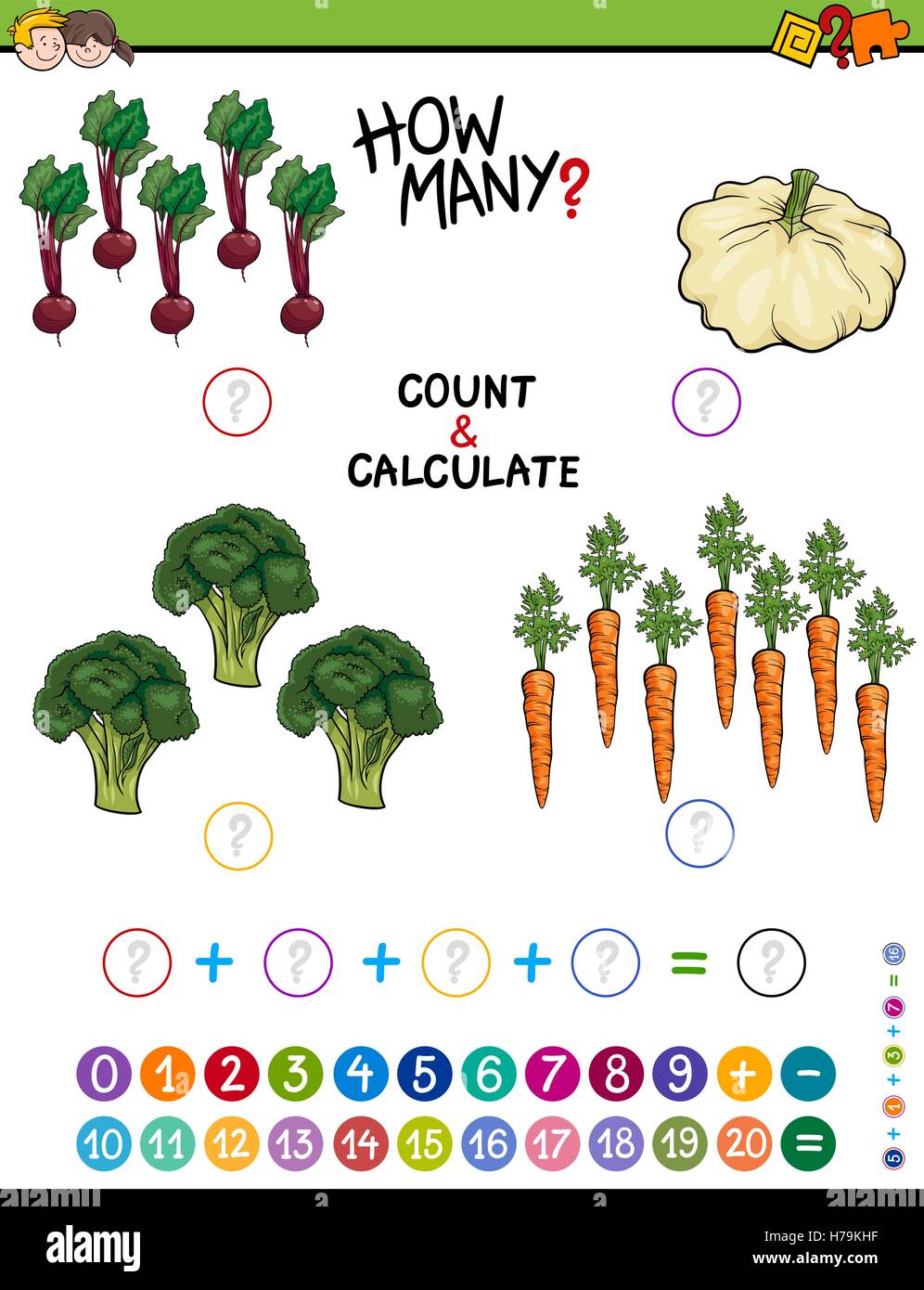 Cartoon Illustration of Educational Mathematical Algebra Counting and ...