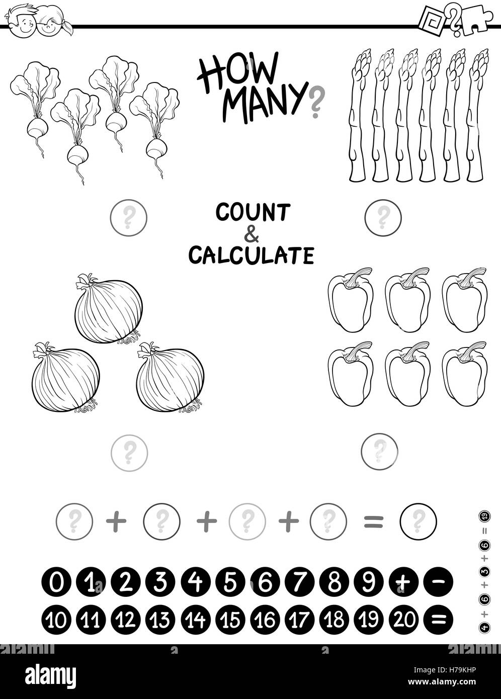 Black and White Cartoon Illustration of Educational Mathematical ...
