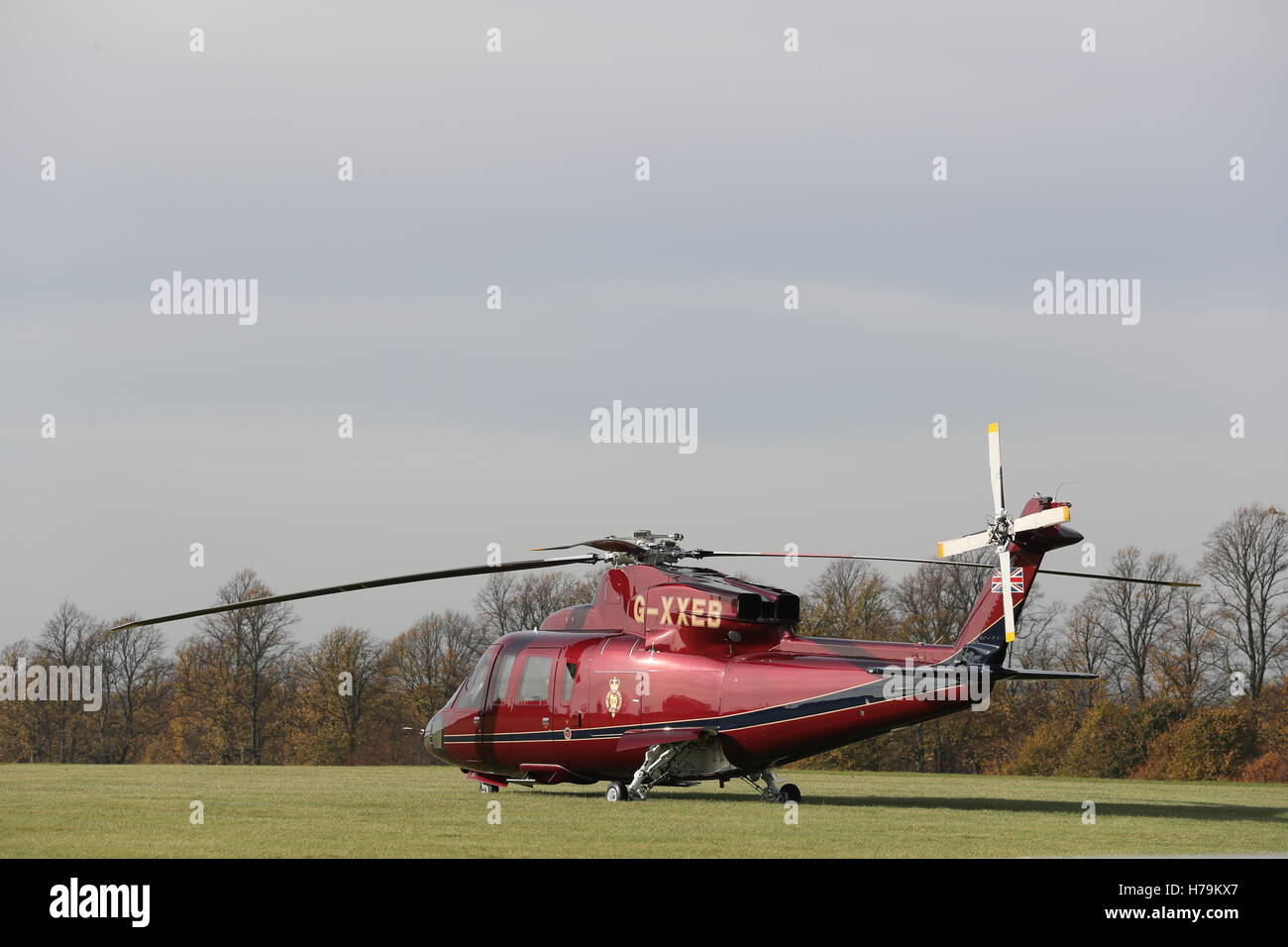 Queen Elizabeth II's helicopter at Newmarket Racecourse, where she ...