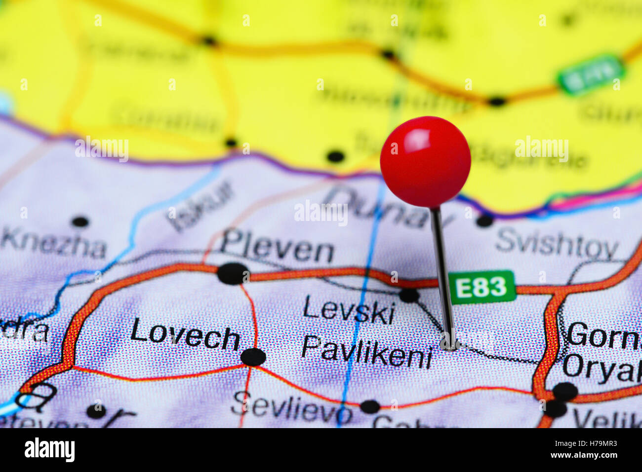 Pavlikeni pinned on a map of Bulgaria Stock Photo - Alamy