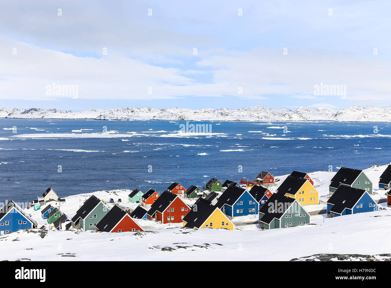 Colorful Inuit houses in a suburb of arctic capital Nuuk Stock Photo ...